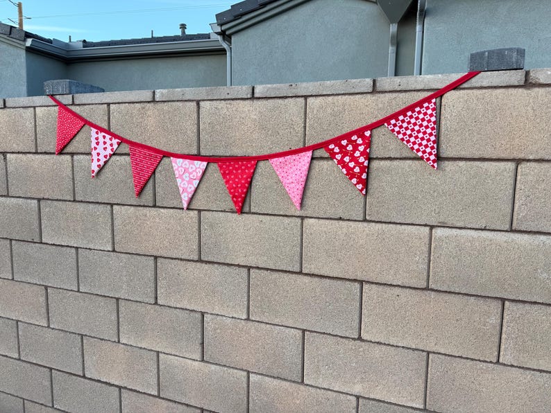 Sweetheart Valentine's Day Fabric Banner | Mantle Garland Bunting Decor ...