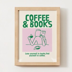 Coffee and Books Print, Coffee Nook Art, Cozy Book Lover Poster, Coffee ...
