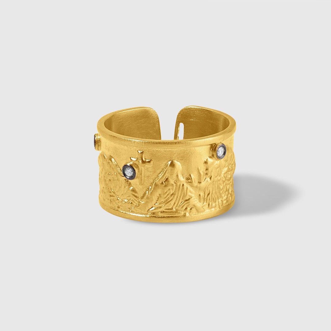 The Last Supper Ring With Diamonds 24kt Yellow Gold and Silver by ...