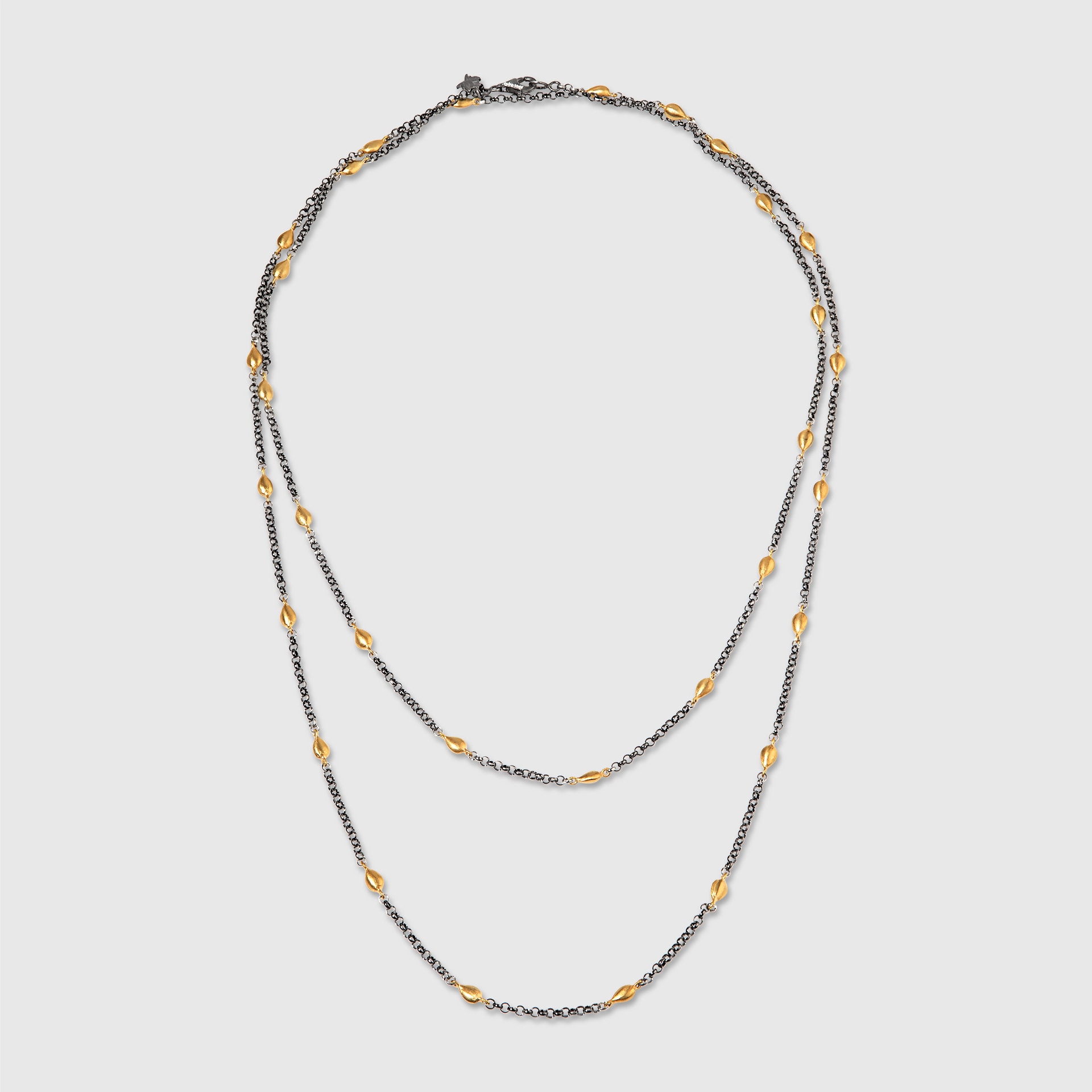 Two-toned, 24K Gold Necklace, SS Beads With and Silver Chain, 38 - Etsy