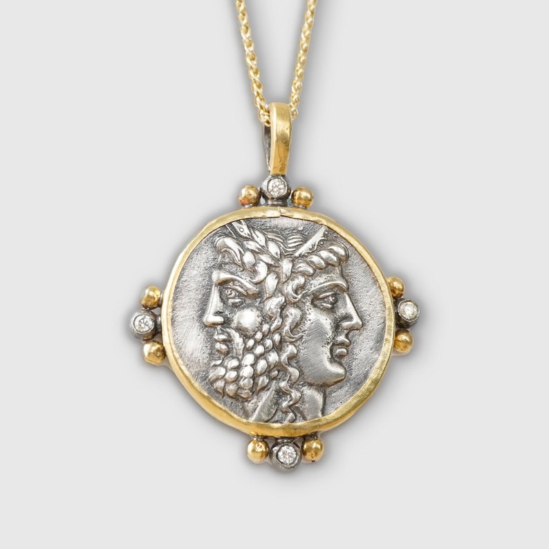 Large, 24kt Yellow Gold & Diamond Framed Janus and Janus God of All ...