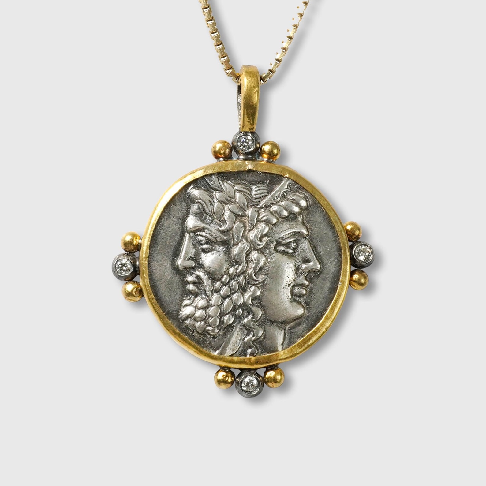 Large, 24kt Yellow Gold & Diamond Framed Janus and Janus - God of All ...