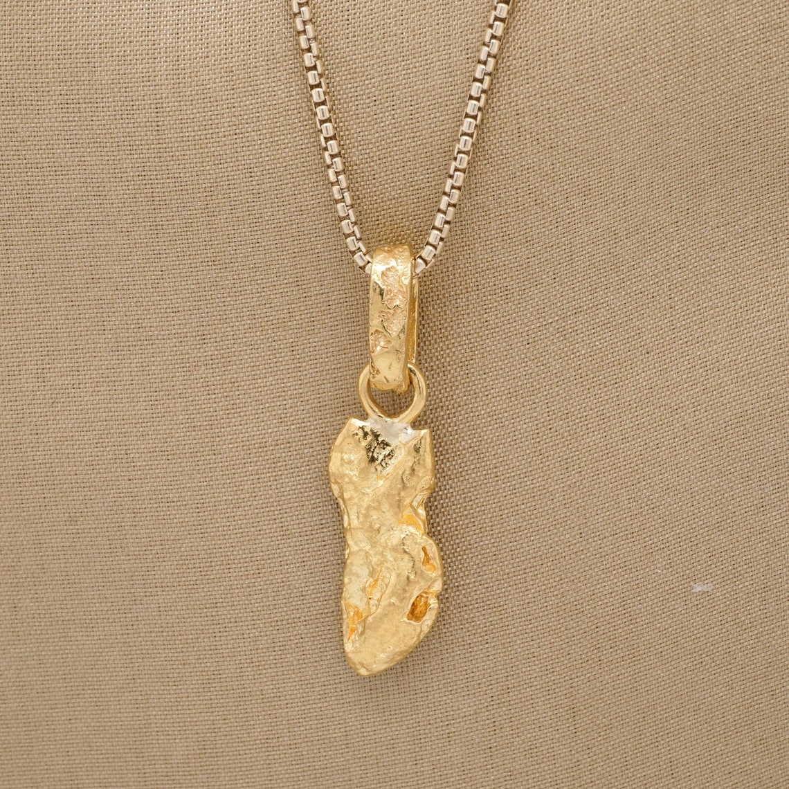 Raw, Solid, 24K Yellow Golden Nugget Pendant, 3.9 Grams by Gold Nugget ...