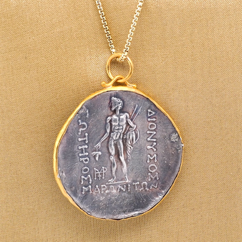 Ancient Greek Goddess Coin With Diamonds in the Hair, Pendant Necklace ...