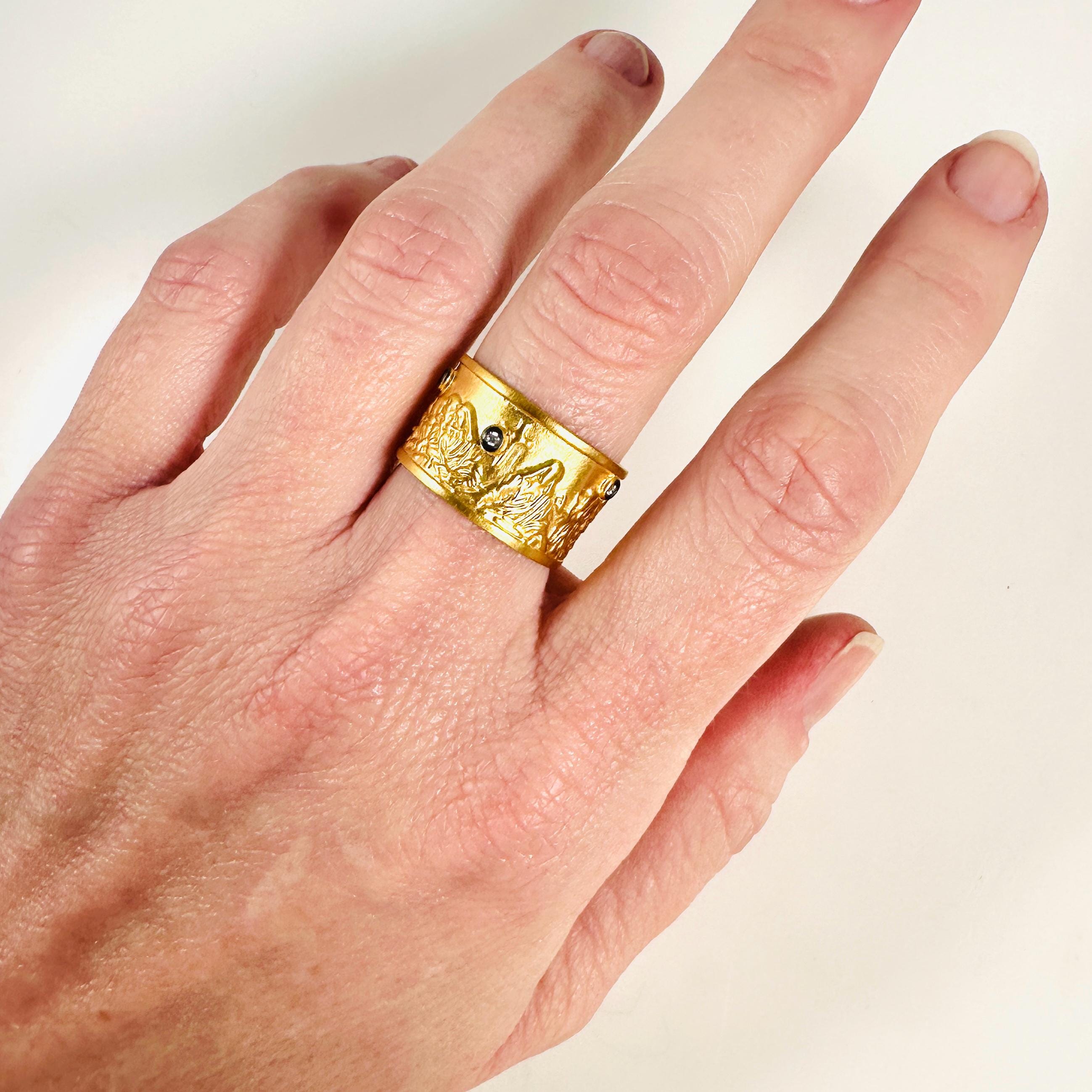 The Last Supper Ring With Diamonds 24kt Yellow Gold and Silver by ...