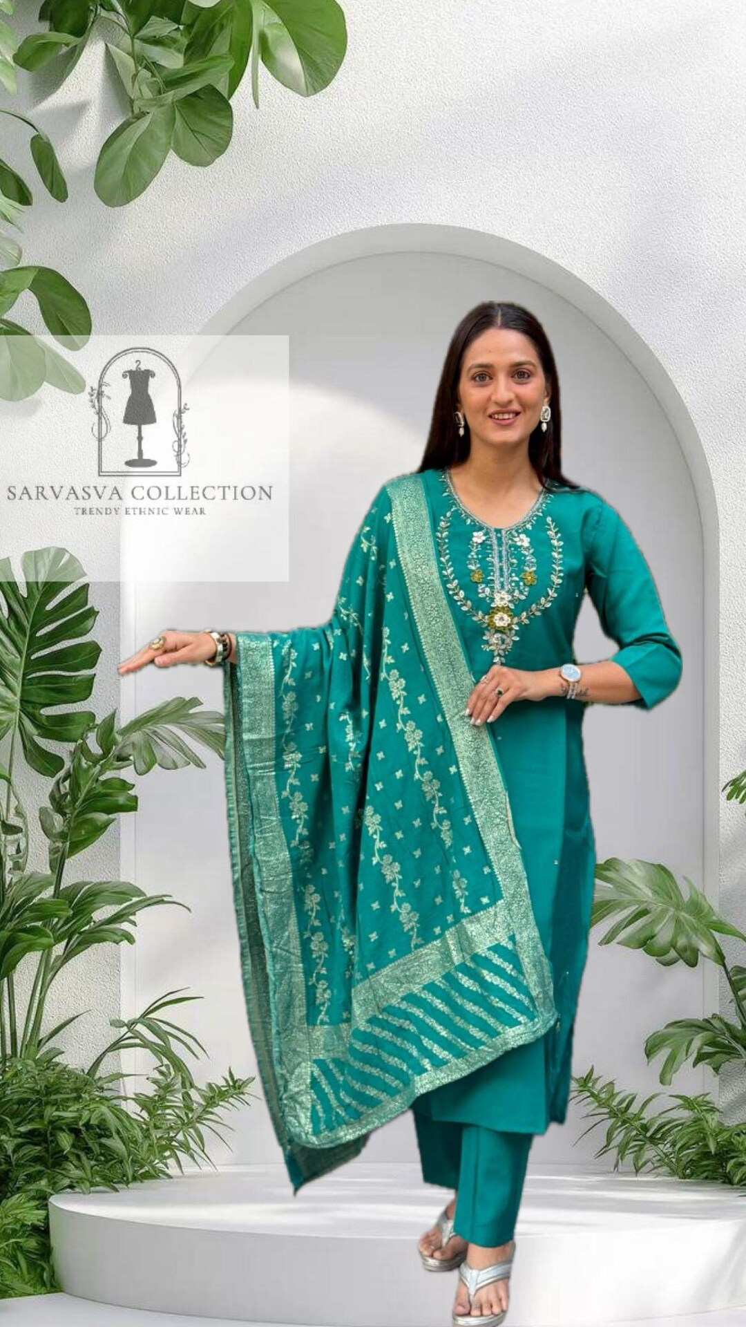 Indian Suit, Salwar Kameez for Women, Thread and Sequence Work Sarees ...