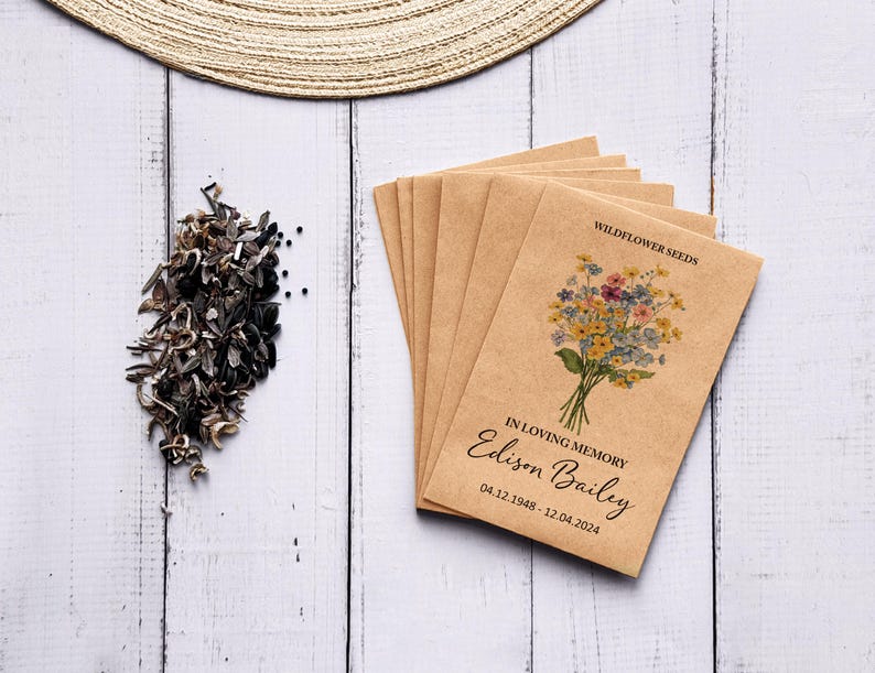 In Loving Memory Wildflower Forget Me Not Seed Packets, Funeral Favors ...