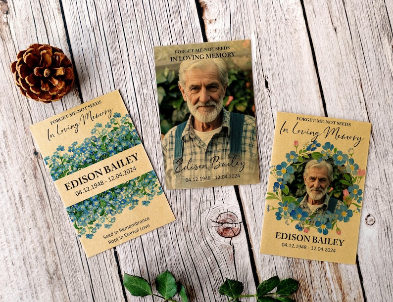 Personalized Photo Memorial Seed Packets, Forget Me Not Seeds, Funeral ...