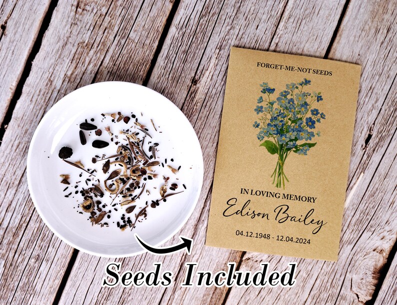 Personalized Photo Memorial Seed Packets, Forget Me Not Seeds, Funeral ...