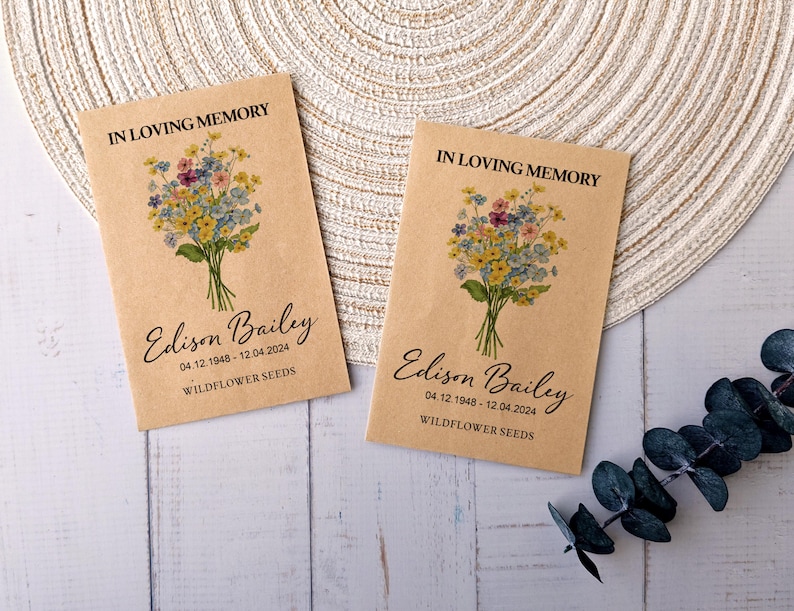 In Loving Memory Wildflower Seed Packets, Funeral Favors for Guest ...