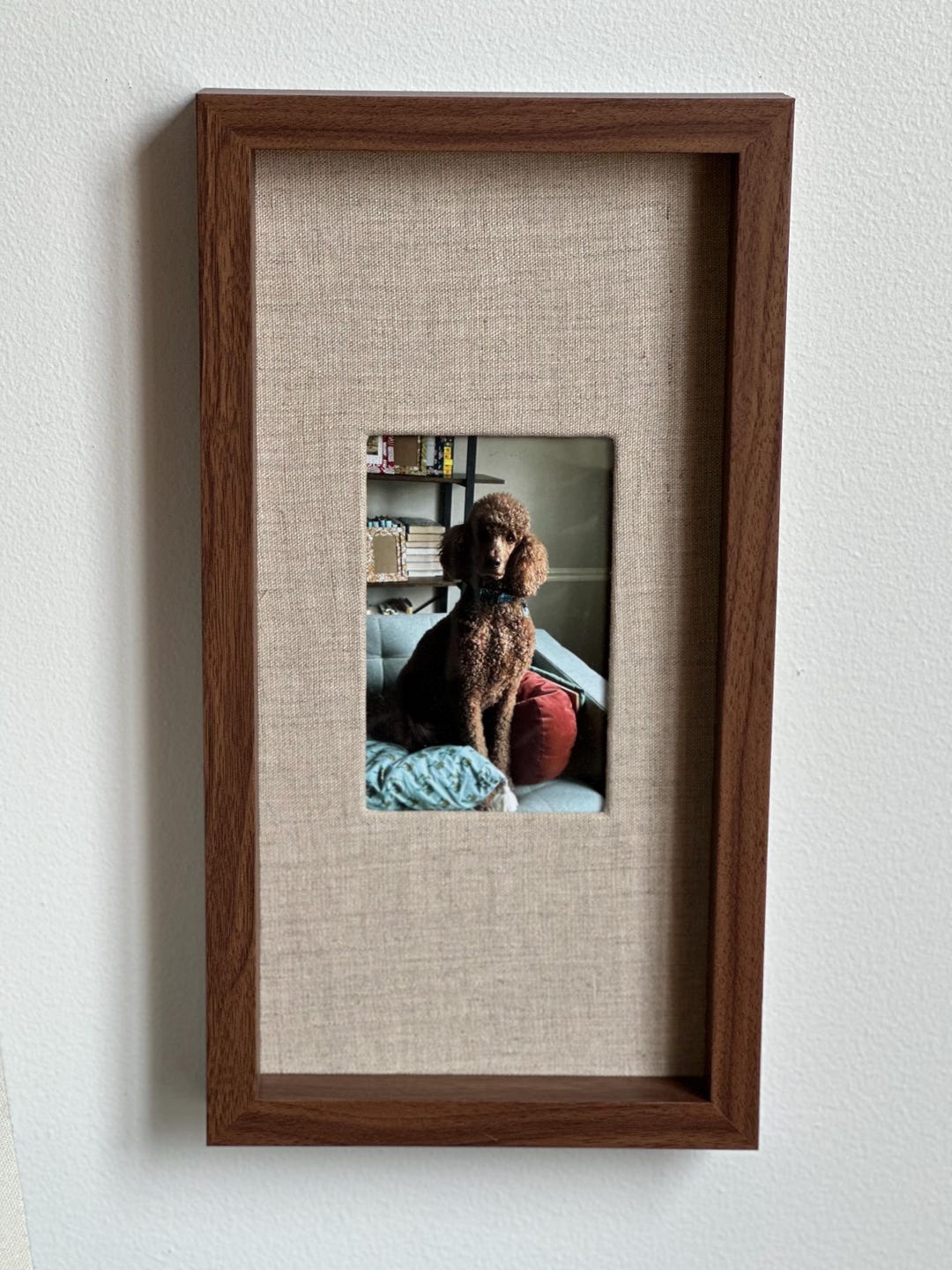 Linen Matted Walnut Finish Photo Frame (7x14” Matted to Fit 4x6” Photos ...