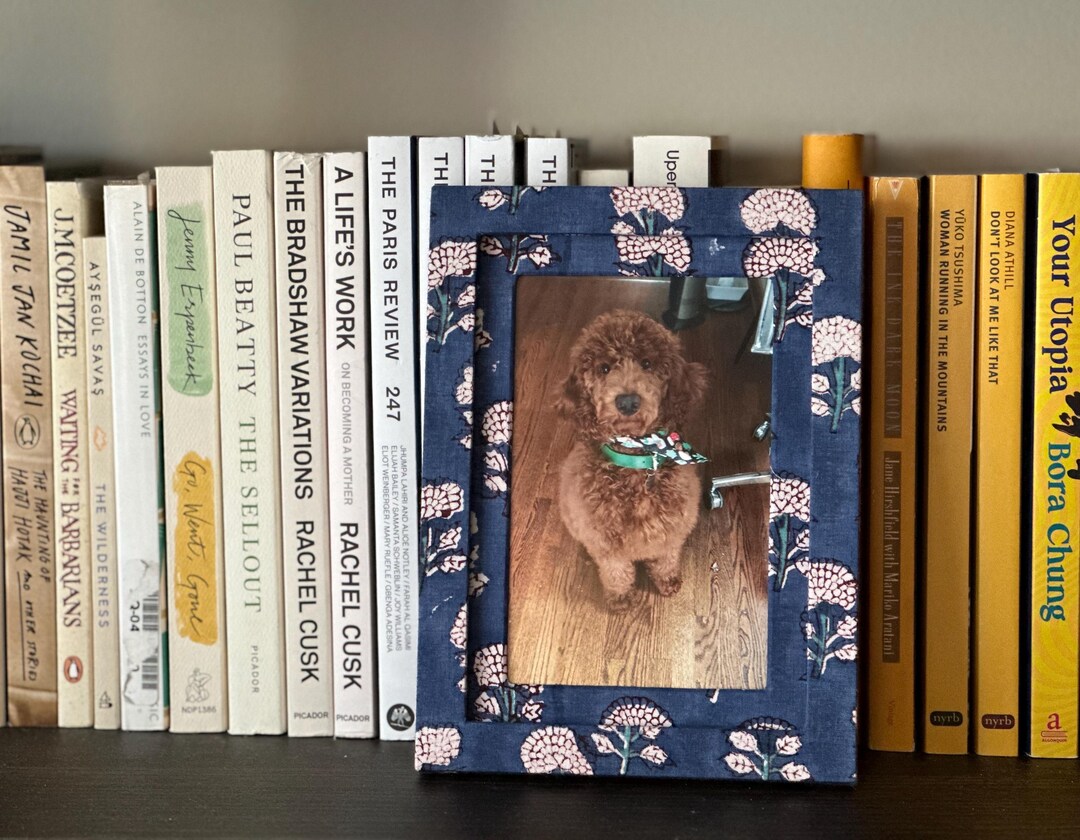 Weathered Navy Floral Fabric-wrapped Picture Frame (matted to Fit 4x6 ...