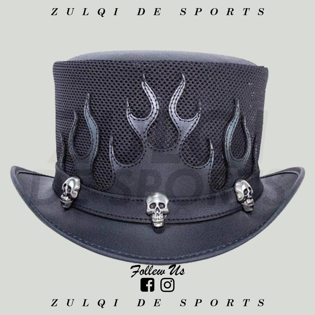 Gothic Skull Top Hat With Flames | Steampunk Biker Festival Hat - Etsy