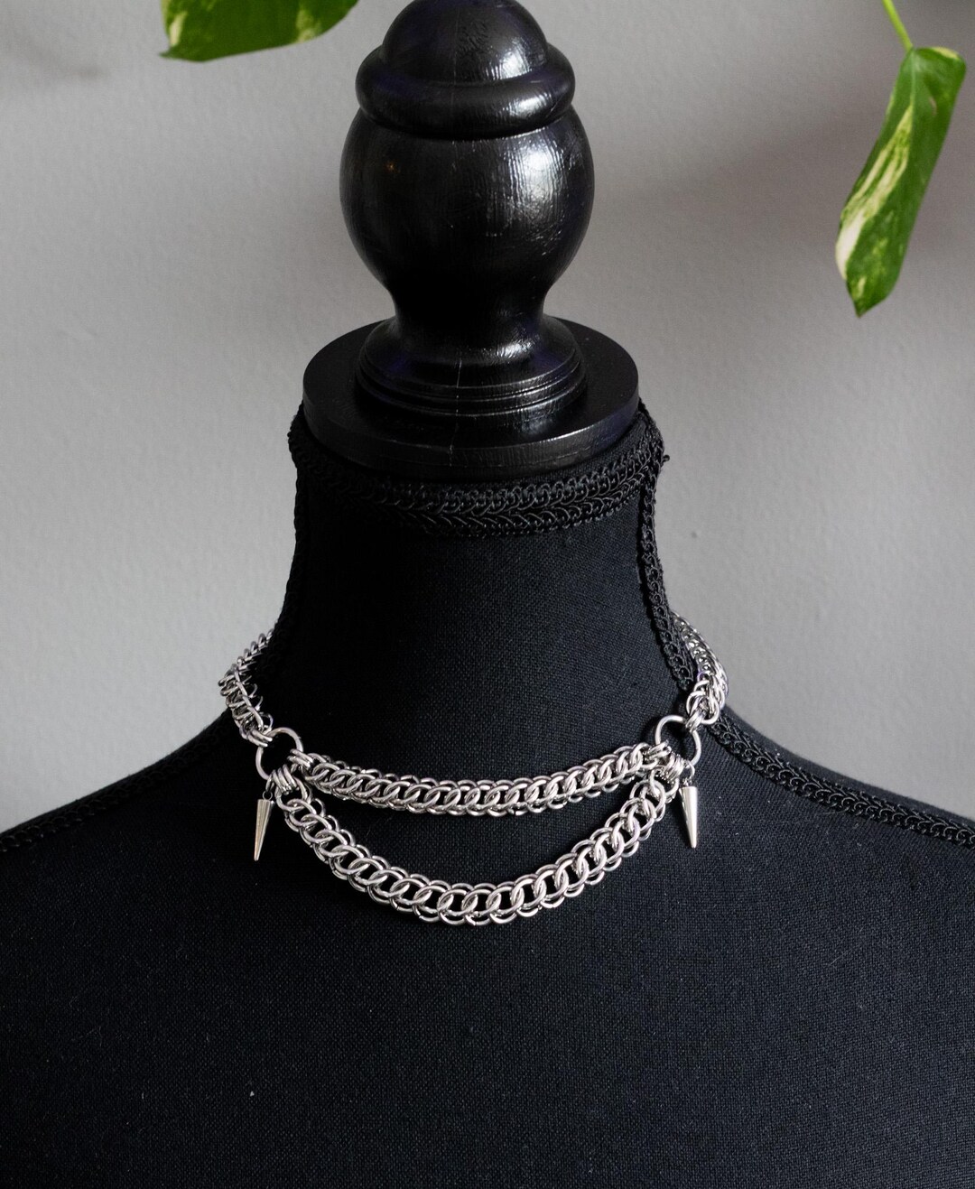 ROGUE Gothic Chainmail Necklace Collar - Stainless Steel Dark Medieval ...