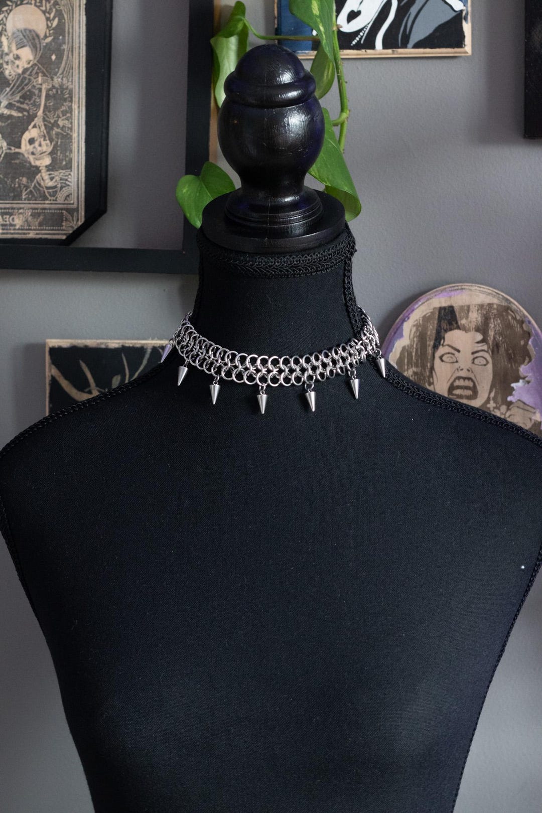 GUARDIAN Gothic Stainless Steel Chainmail Necklace - Dark Medieval ...