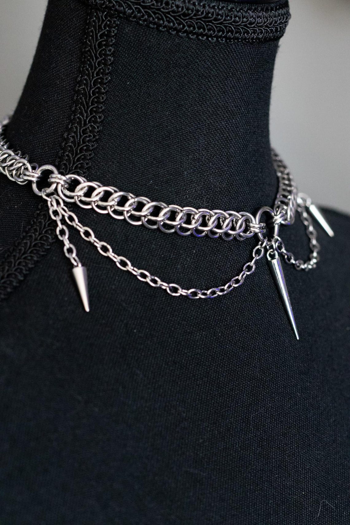 SUSPIRIA Gothic Chainmail Necklace Collar - Stainless Steel Dark ...