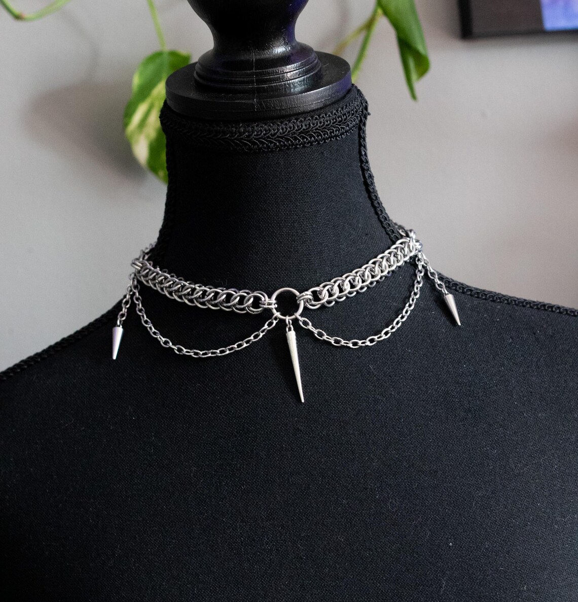 SUSPIRIA Gothic Chainmail Necklace Collar - Stainless Steel Dark ...