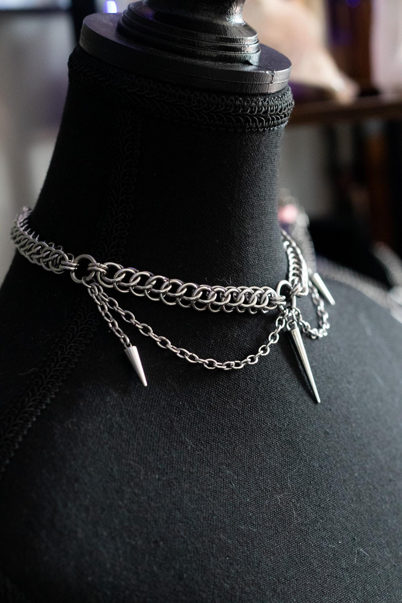 SUSPIRIA Gothic Chainmail Necklace Collar - Stainless Steel Dark ...