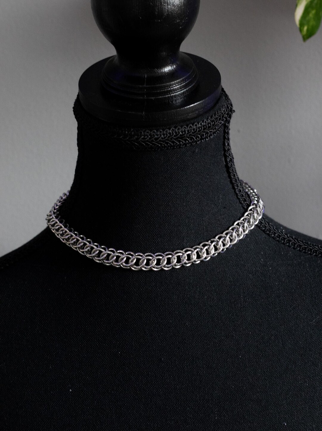 OMEN Gothic Chainmail Necklace Collar - Stainless Steel Dark Medieval ...