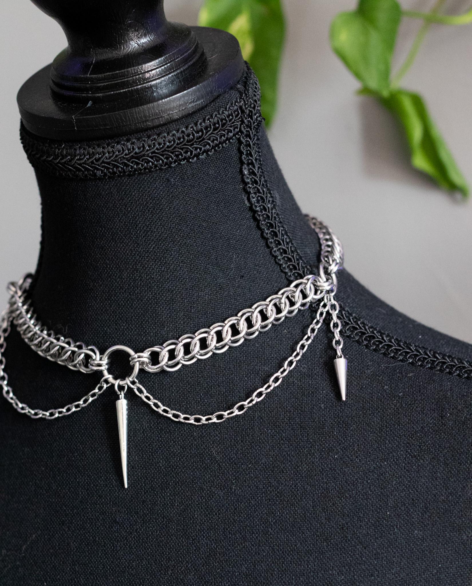SUSPIRIA Gothic Chainmail Necklace Collar - Stainless Steel Dark ...