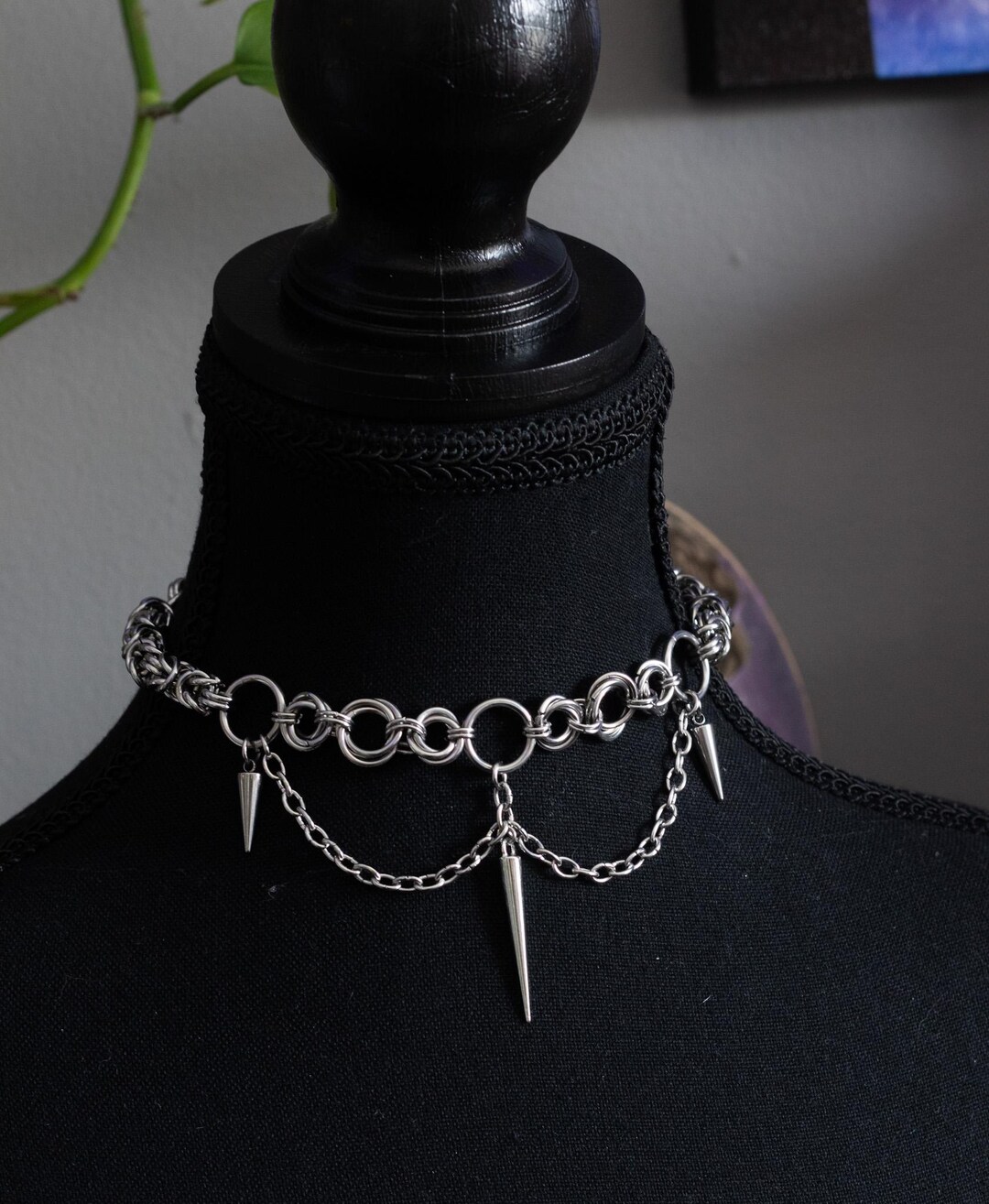 VORTEX Gothic Chainmail Necklace Collar - Stainless Steel Dark Medieval ...