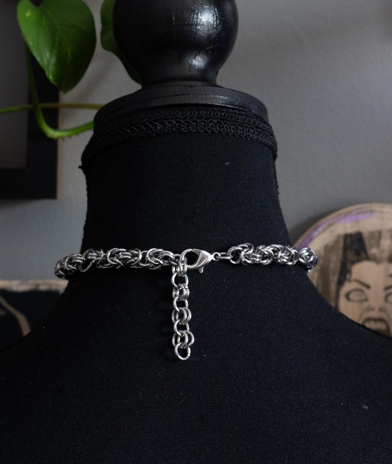 VORTEX Gothic Chainmail Necklace Collar - Stainless Steel Dark Medieval ...