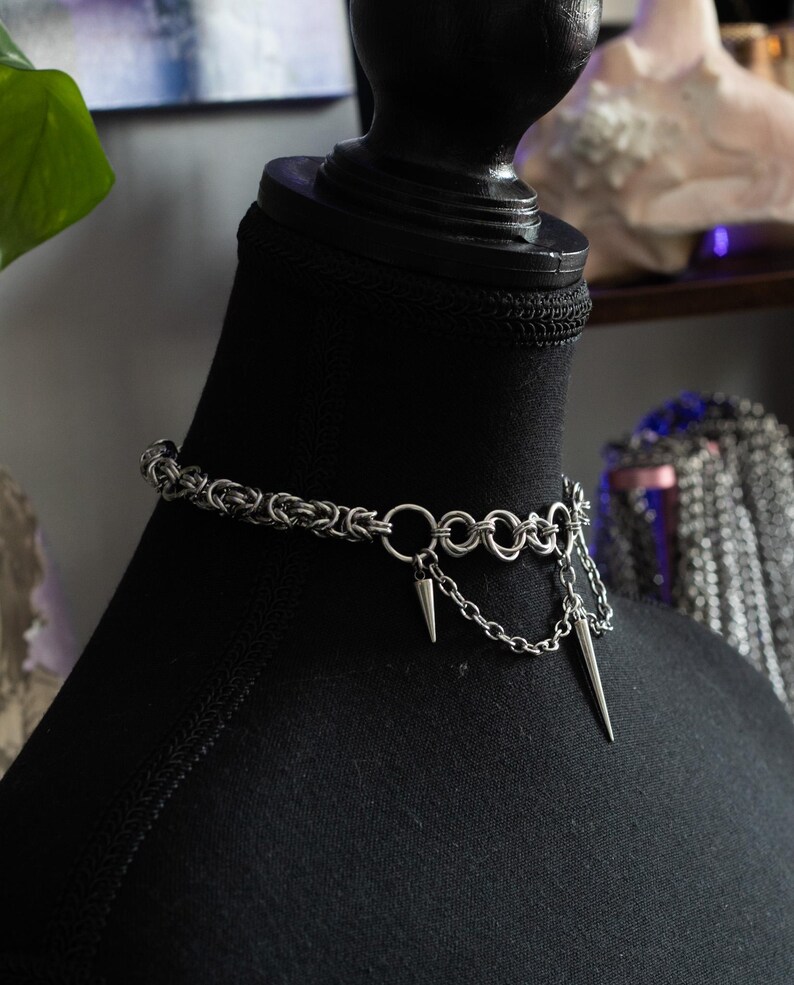 VORTEX Gothic Chainmail Necklace Collar - Stainless Steel Dark Medieval ...