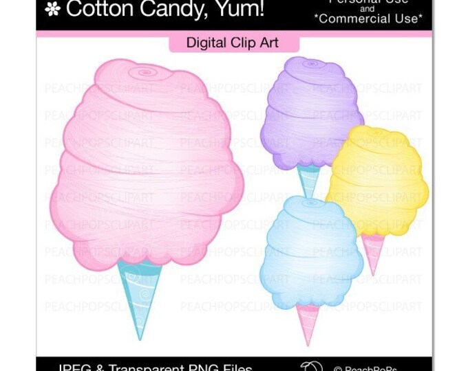 Cotton Candy Digital Clip Art Set Candy, Carnival, Fair, Food, Pink ...