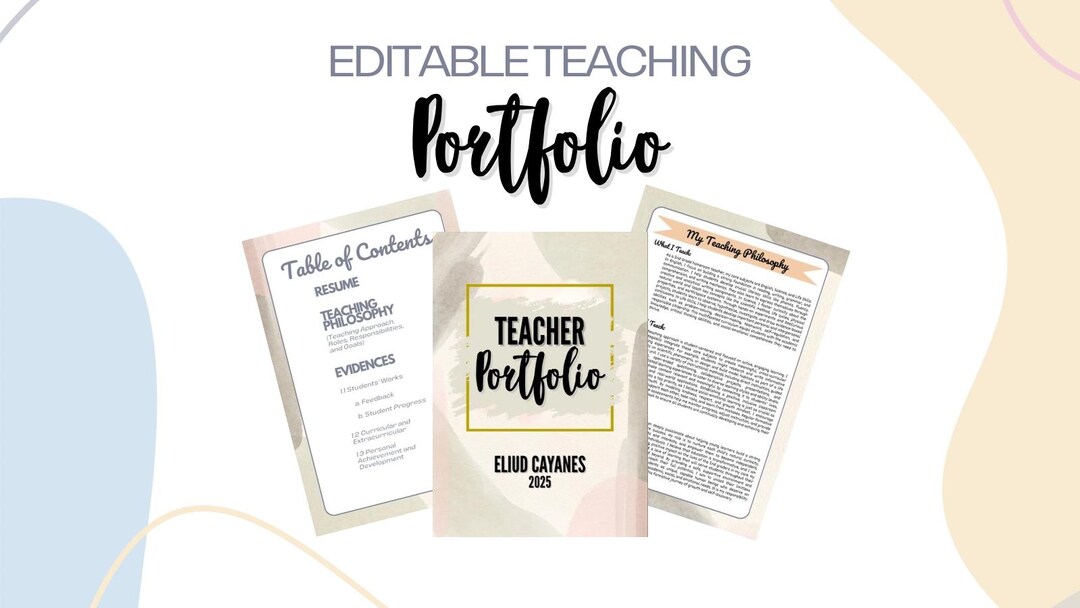 Editable Watercolor Themed Teaching Portfolio Template - Etsy