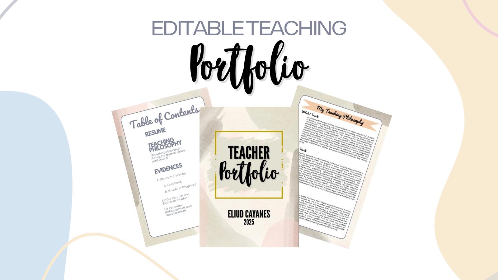 Editable Watercolor Themed Teaching Portfolio Template - Etsy