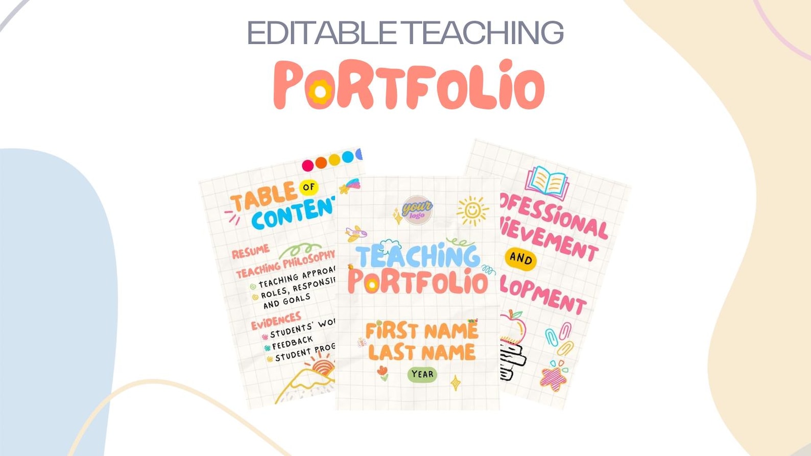 Editable Teaching Portfolio Fun Template - Etsy