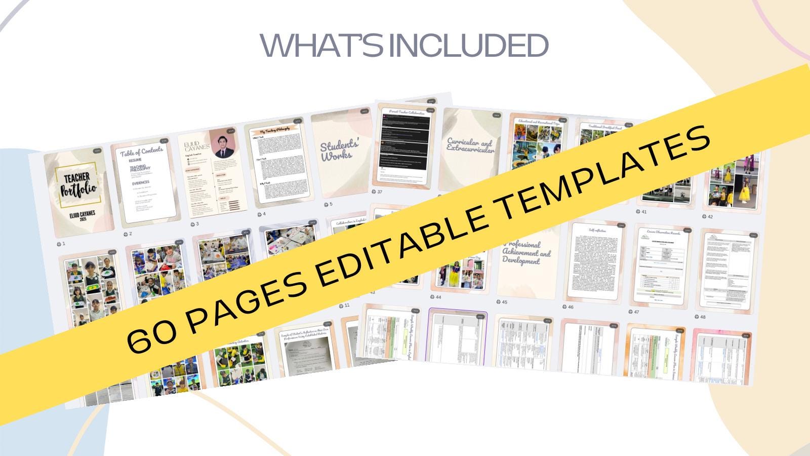 Editable Watercolor Themed Teaching Portfolio Template - Etsy