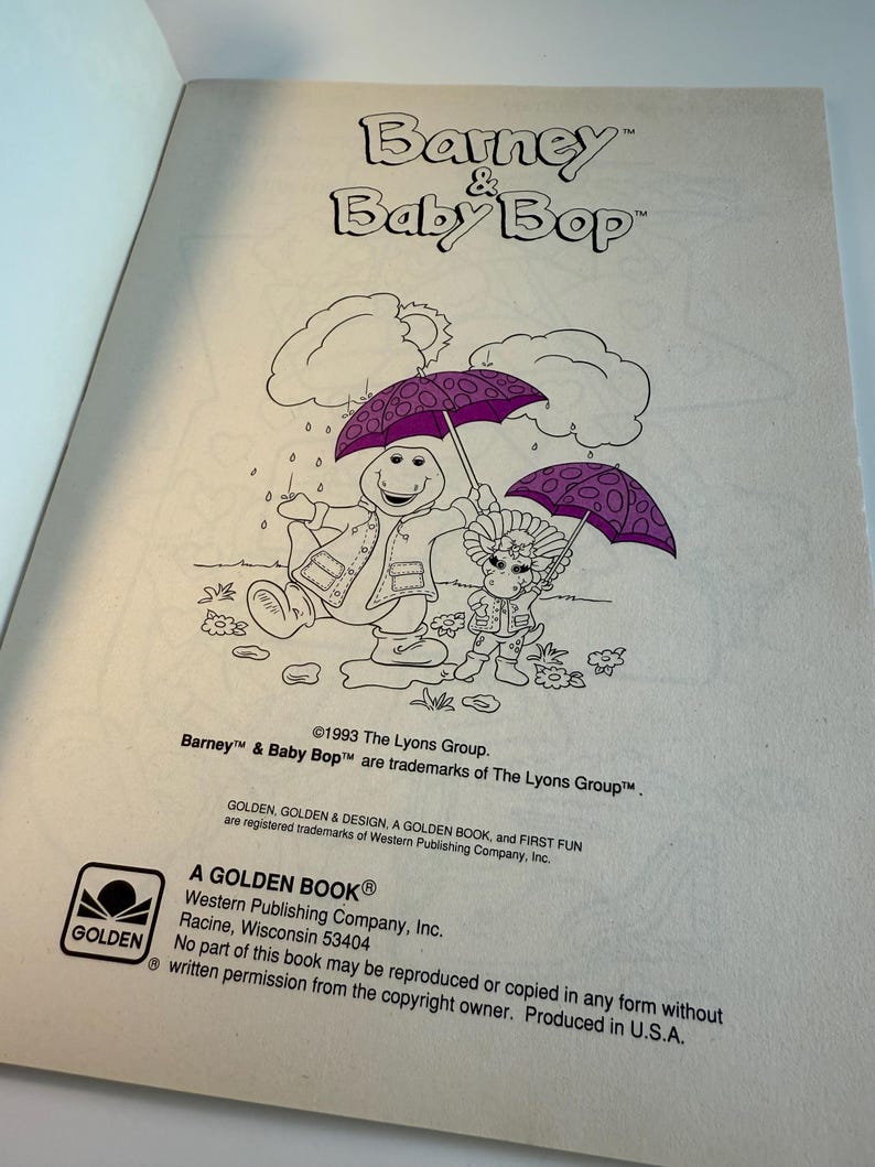1993 Barney and Baby Bop Activity Book | Seasons and Weather - Etsy