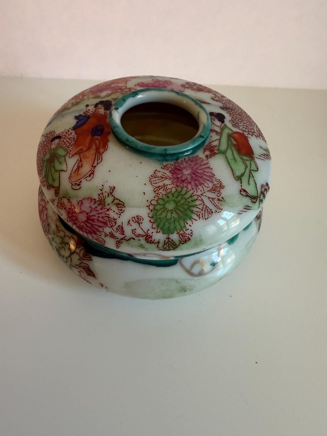 Antique Porcelain Hair Receiver – Hand Painted Vanity Jar – Victorian ...