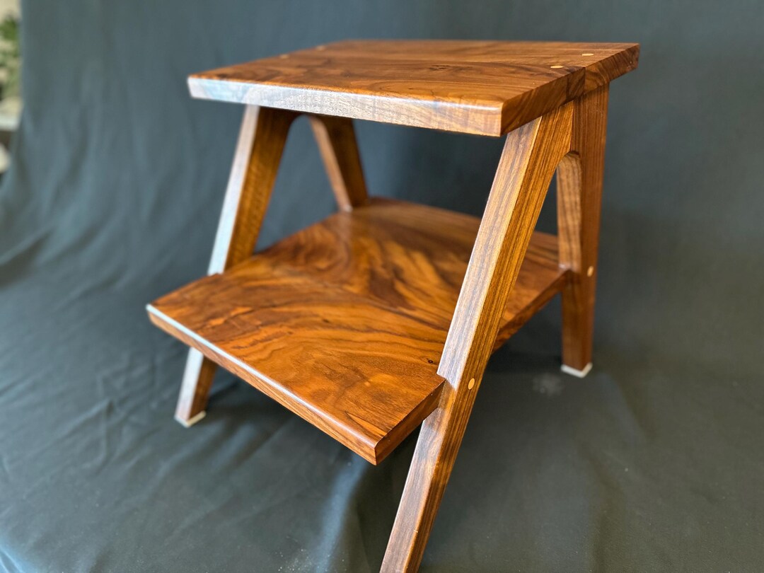 The Emersyn - MCM Step Stool - Walnut and Maple Wood - Etsy