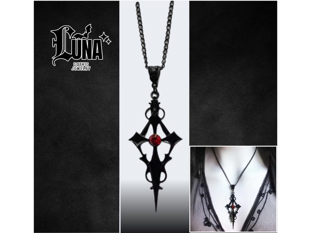 Gothic Vampire Necklace, Gothic Cross Pendant Necklace , Dagger Cross ...
