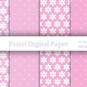 Daisy Floral Seamless Pattern: Retro Pastel Digital Paper (digital ...