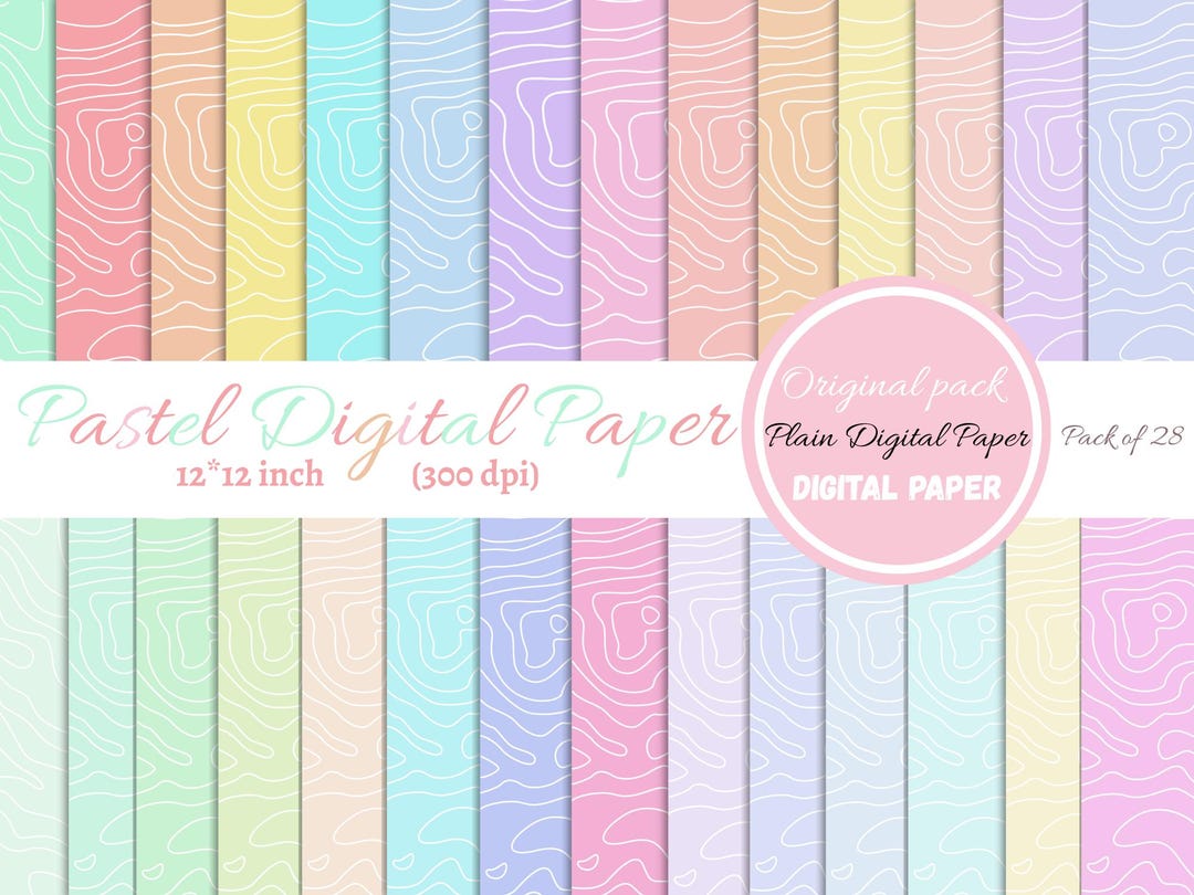 Pastel Rainbow Contour Line Digital Paper: Scrapbook Pattern (PNG ...