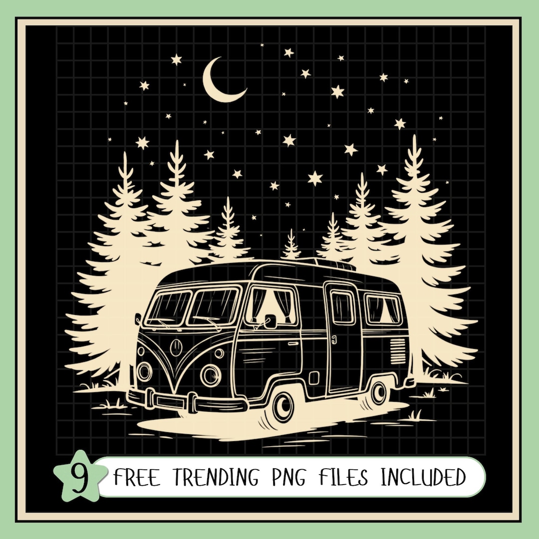 Camping Life Png – Summer RV Adventure PNG, Retro Camper Van PNG ...