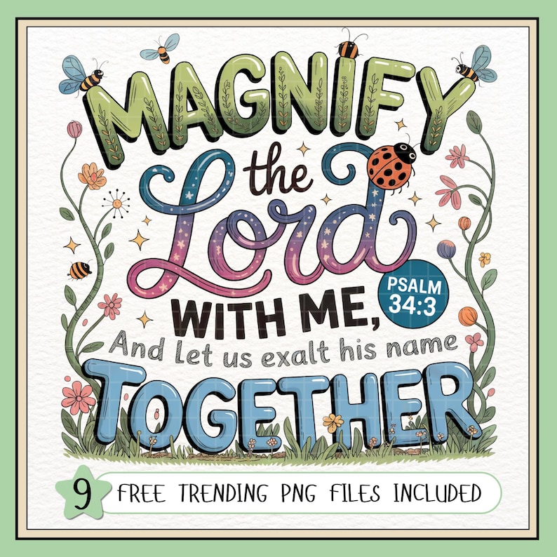 Magnify the Lord PNG – Psalm 34:3 Bible Verse, Vacation Bible School ...