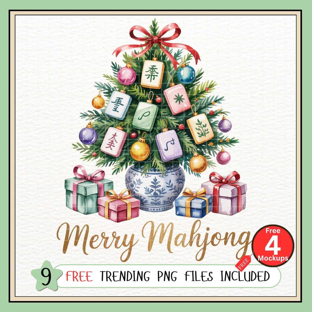 Mahjong Christmas PNG Digital Download | Merry Mahjong Christmas Tree ...