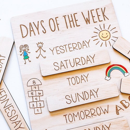 Day of the Week Clock Heptagon Black Wall Clock Week Clock - Etsy