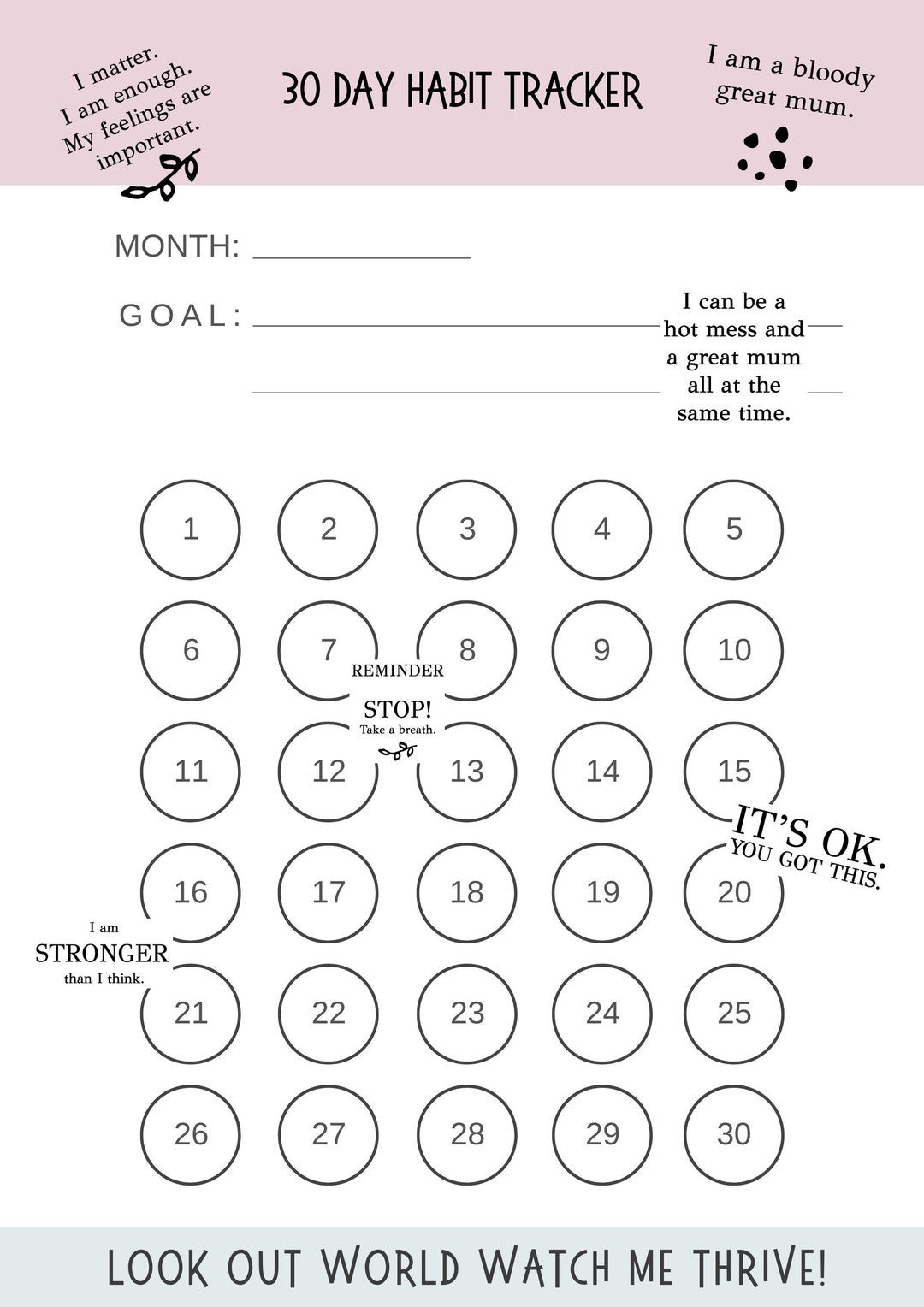 Monthly Habit Tracker // Printable Template // Digital Product ...