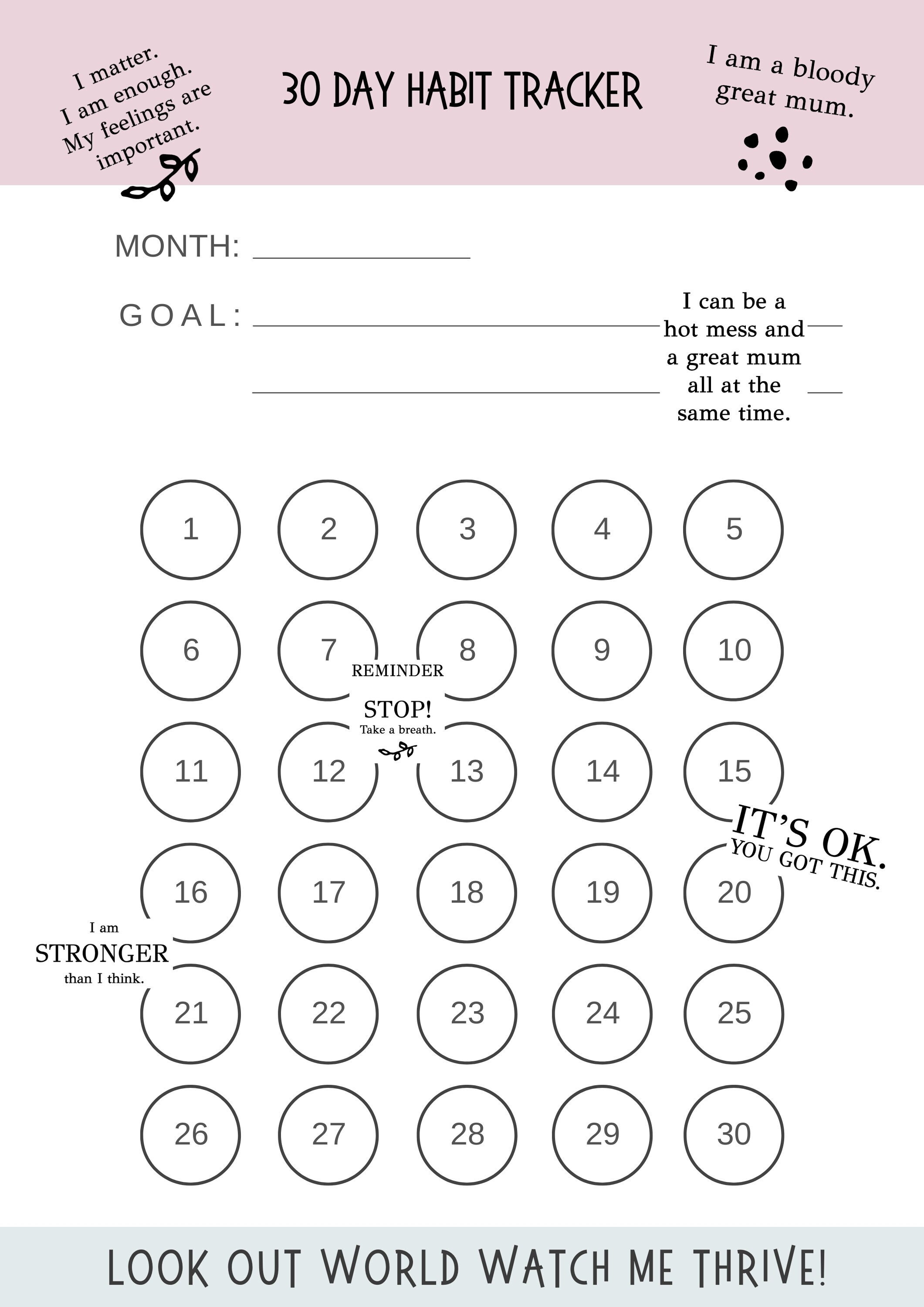 Monthly Habit Tracker // Printable Template // Digital Product ...
