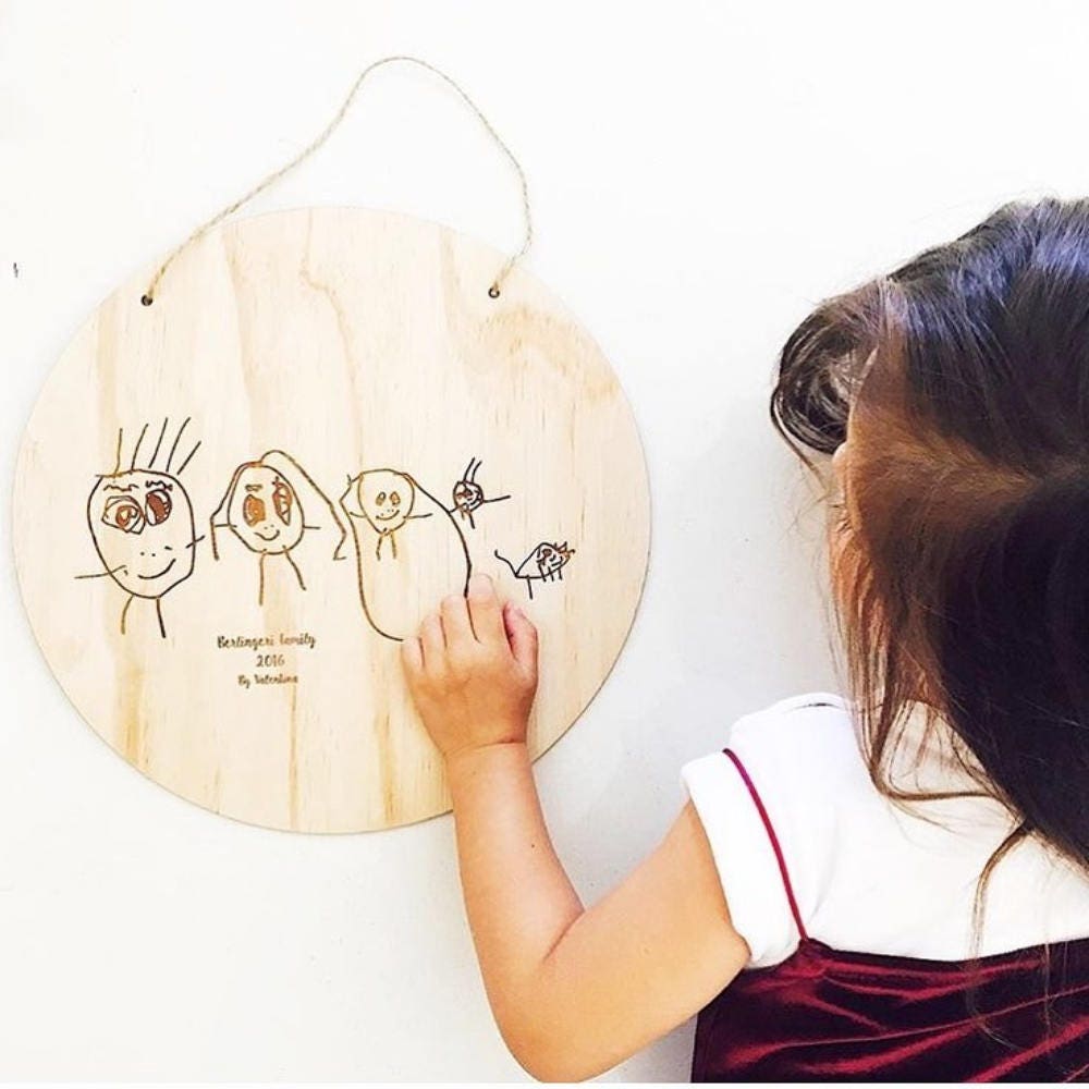 Kid Sketch Plaques L Kids Drawing L Kids Art L Mother's Day L Father's ...