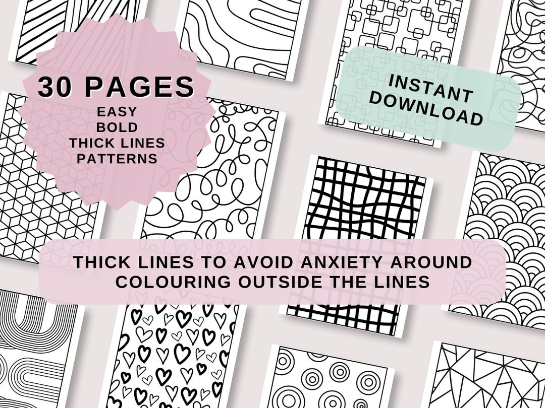 Easy Bold Patterns Colouring Pages // Instant Download // Mindfulness ...