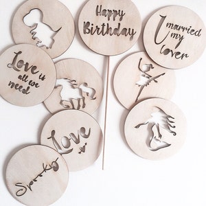 Cake Toppers L Natural Cake Topper L Wooden Cake Topper L Birthday L ...