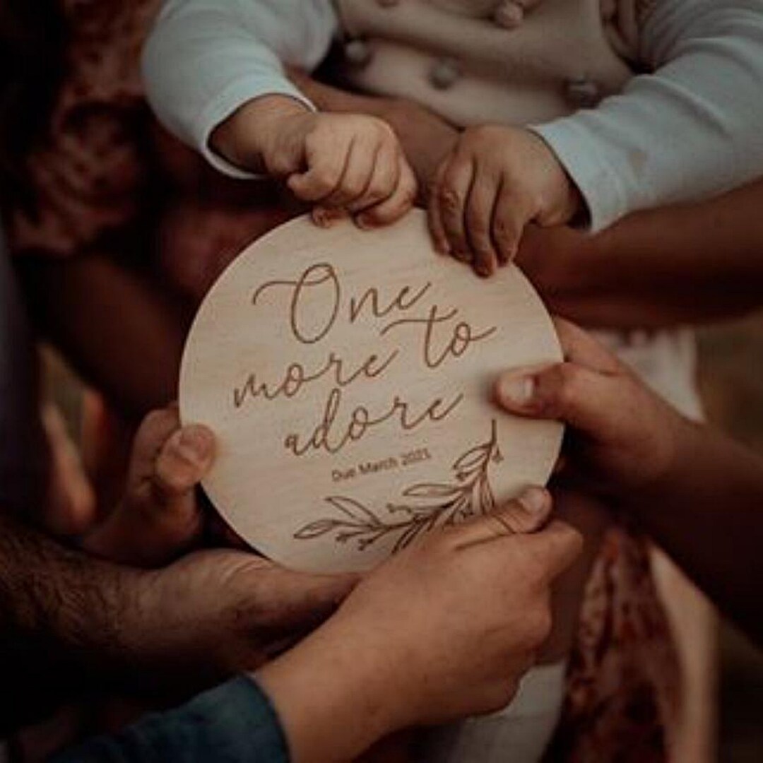 One More to Adore: Pregnancy Announcement Plaque // Pregnant // Due ...