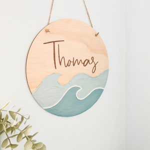 Textured Wave Wall Sign // Surf Decor // Coastal // Kids Room // Ocean ...