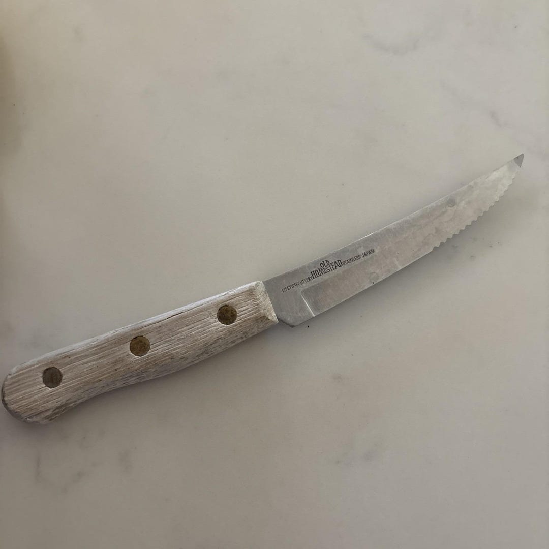 Vintage Old Homestead Carving Knife Carver Slicer 8" Blade Wood Handles ...